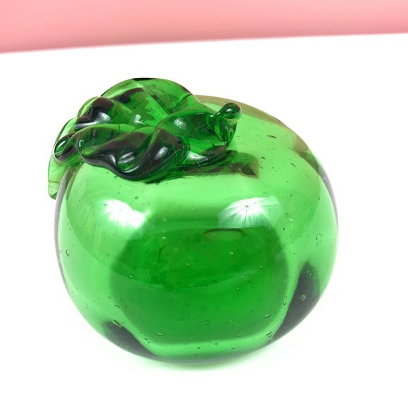 Accents | Vintage Blown Glass Green Apple With Leaf | Poshmark